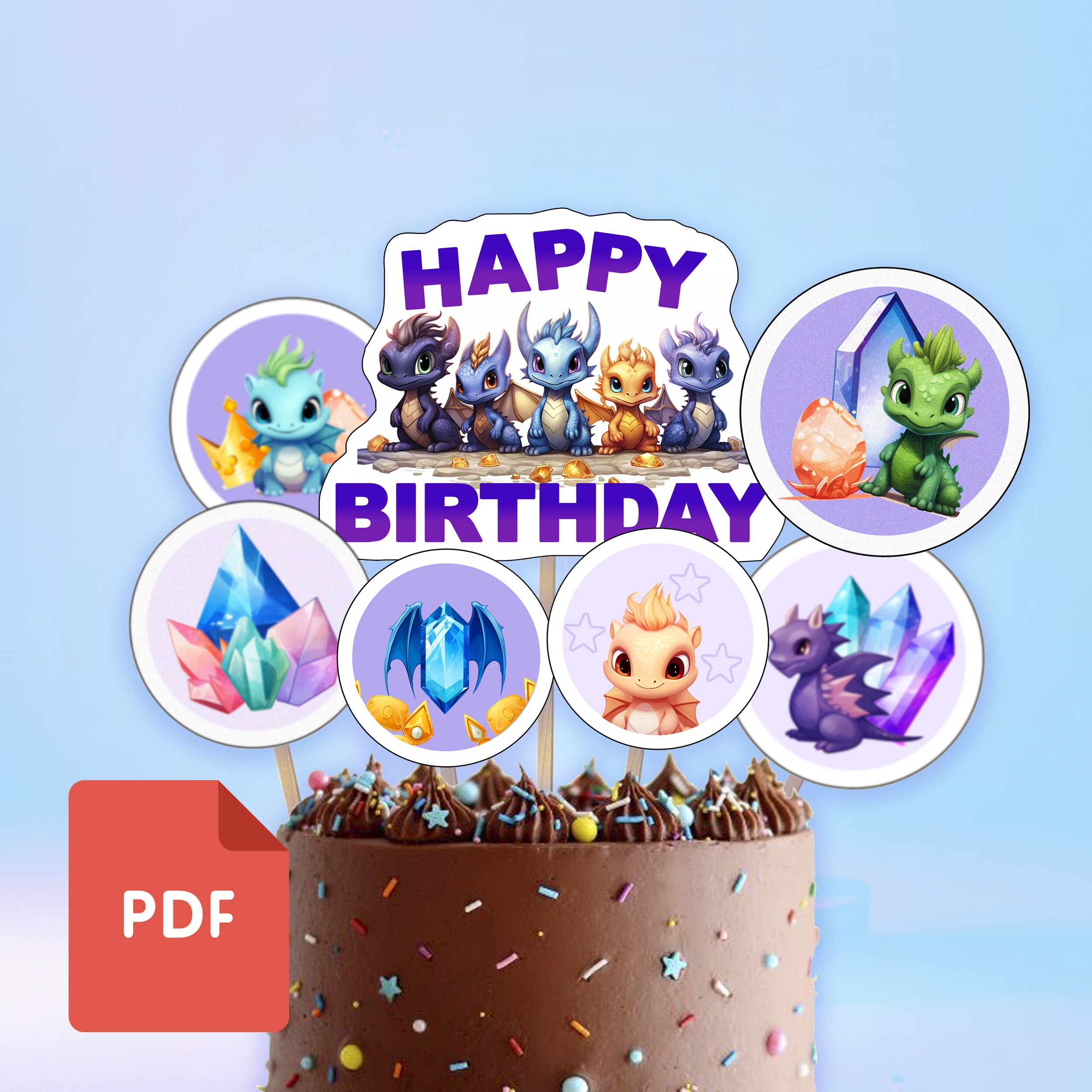 Printable Flags Cake Toppers Gift Tags Dragons Birthday Party - Etsy
