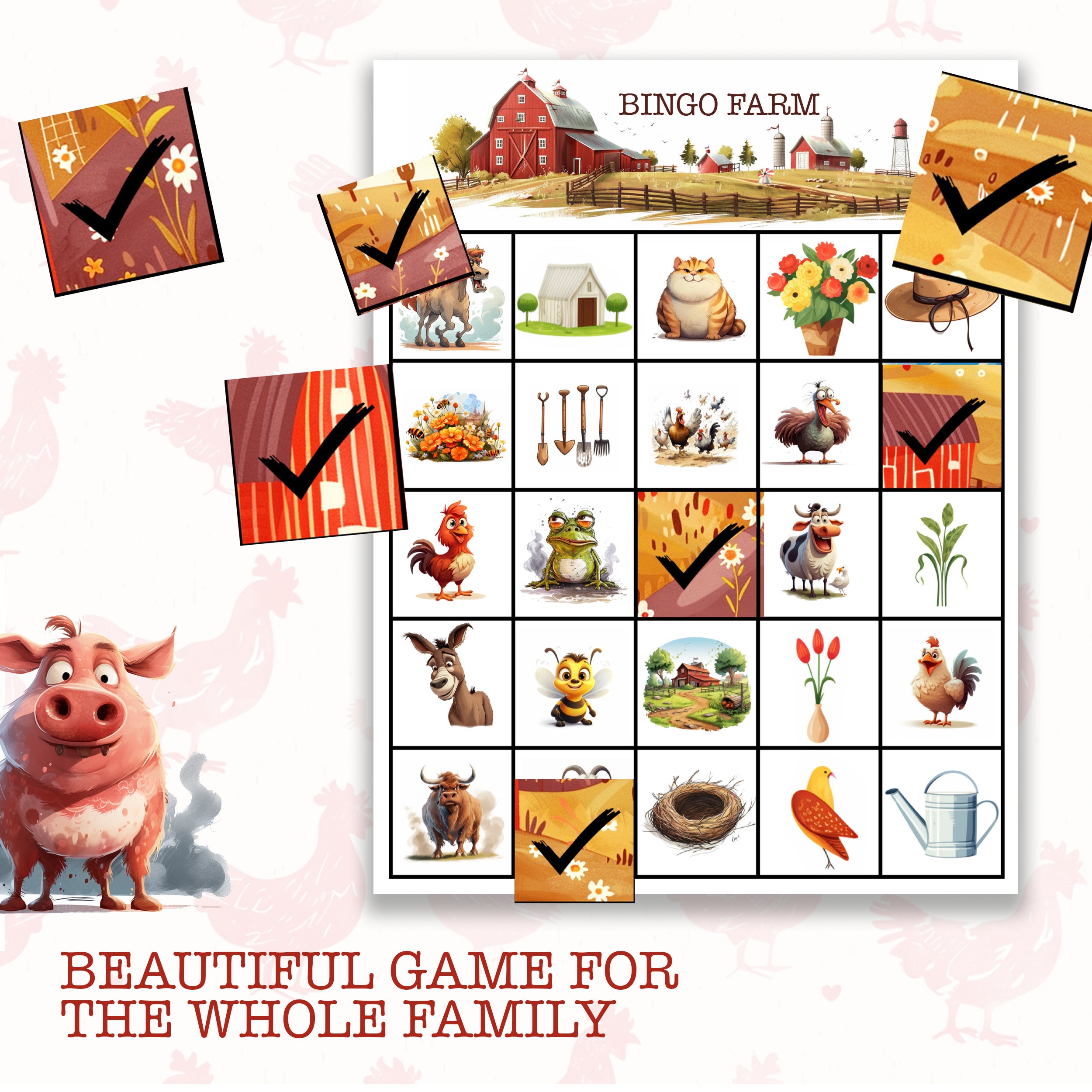 Farm Bingo, Printable Board Game, Bingo Game, Printable Game for Kids ...