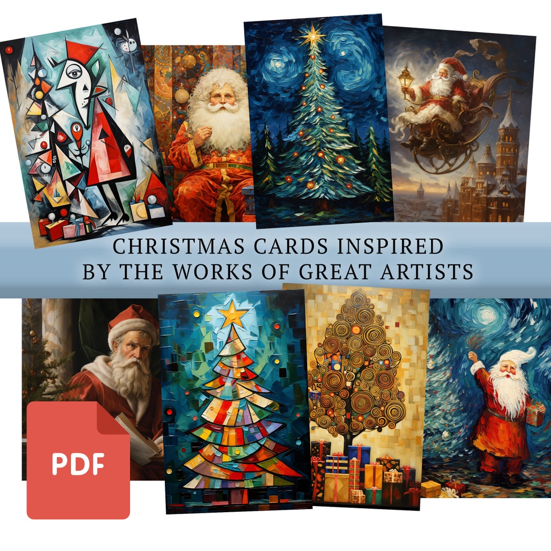 Christmas Santa Postcards, Printable Postcard Digital Download, Winter ...