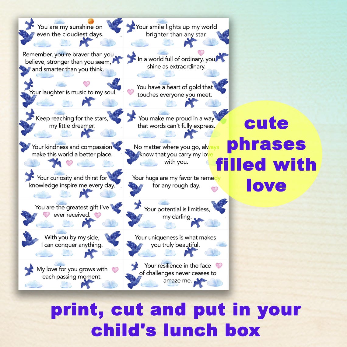 Lunch Box Notes | Printable Kid's Lunch Box Cards | Back to School | 90 ...