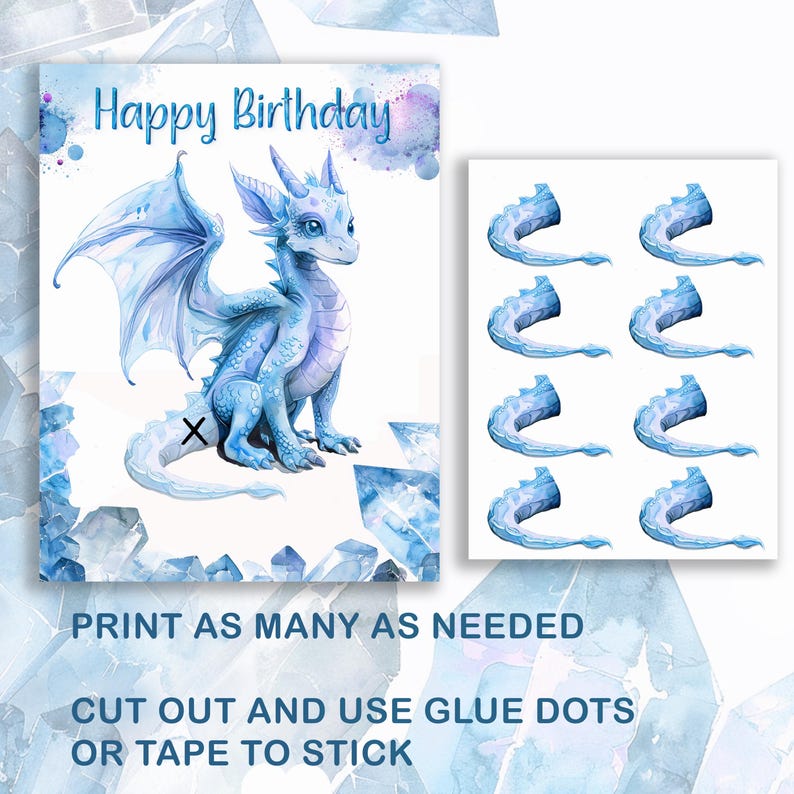 Pin the Tail on the Dragon- DIY Party Game for Boys and Girls, Digital ...