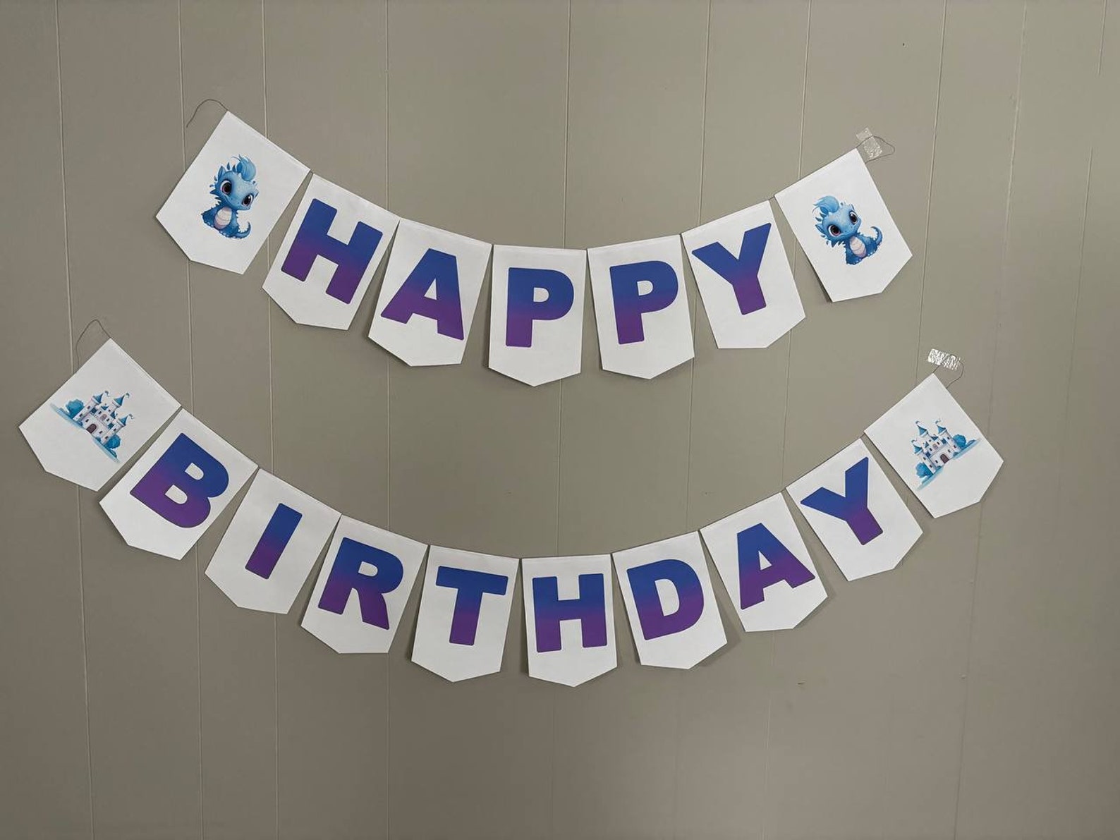 Dragon Digital Birthday Banner, Dino Printable Birthday Decor, Digital ...