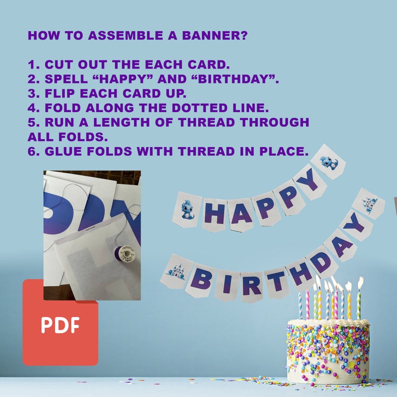 Dragon Digital Birthday Banner, Dino Printable Birthday Decor, Digital ...