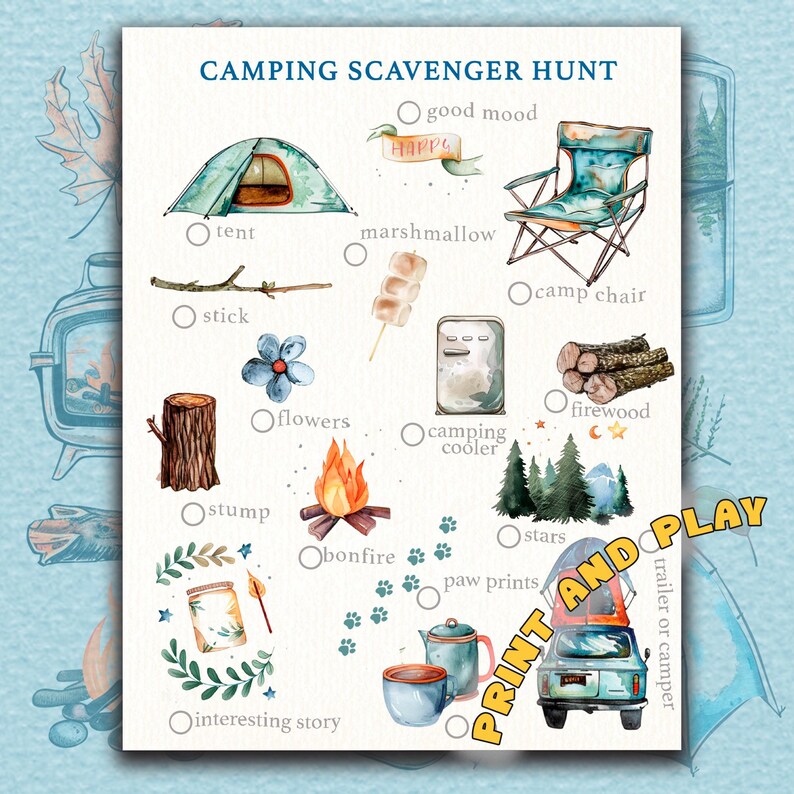 Camping Treasure Hunt | Printable Scavenger Hunt | Nature Scavenger ...