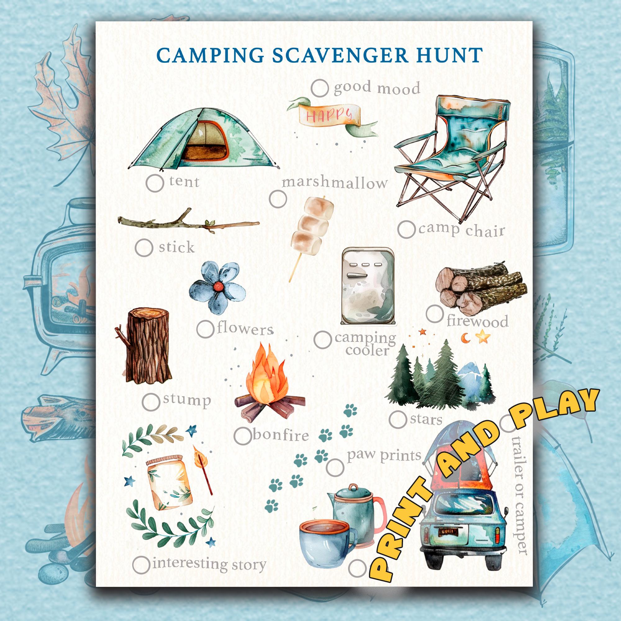 Camping Treasure Hunt | Printable Scavenger Hunt | Nature Scavenger ...
