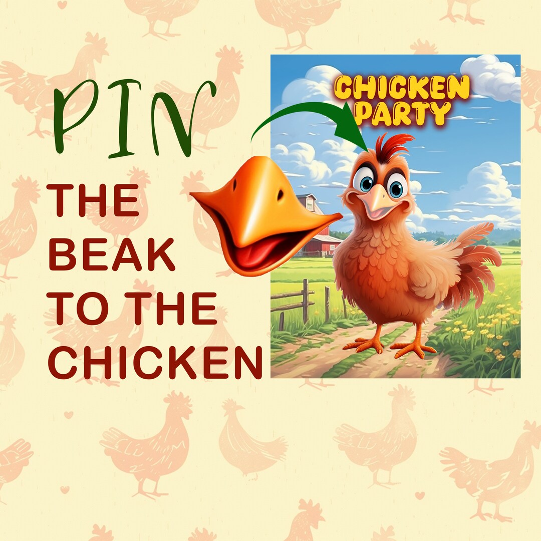 Activity DIY, Pin the Beak on the Сhicken, Fun Party Game, Game for ...