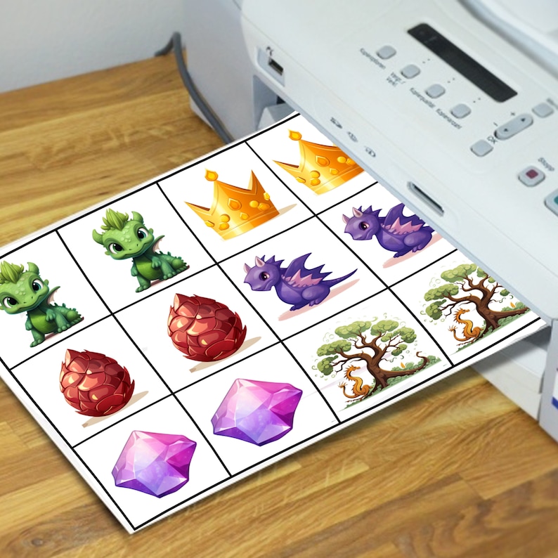 Dragon Memory Printable Card Game, Matching Game,memory Game, Printable ...