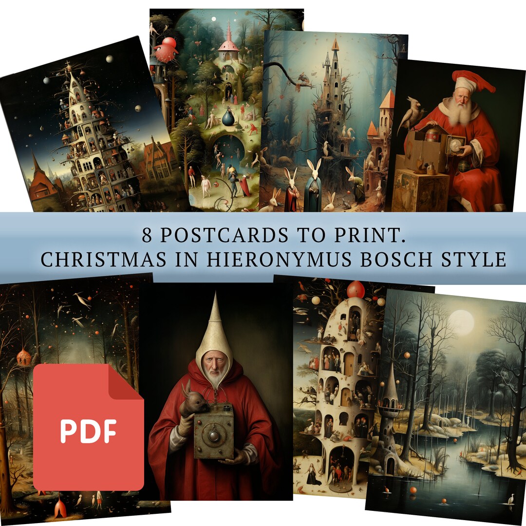 Christmas Santa Postcards, Printable Renaissance Postcard Digital ...