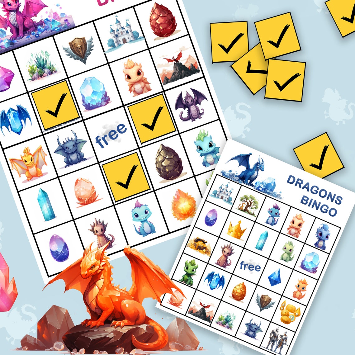 Dragon Bingo Printable Card Game, Bingo Game, Printable Game for Kids ...