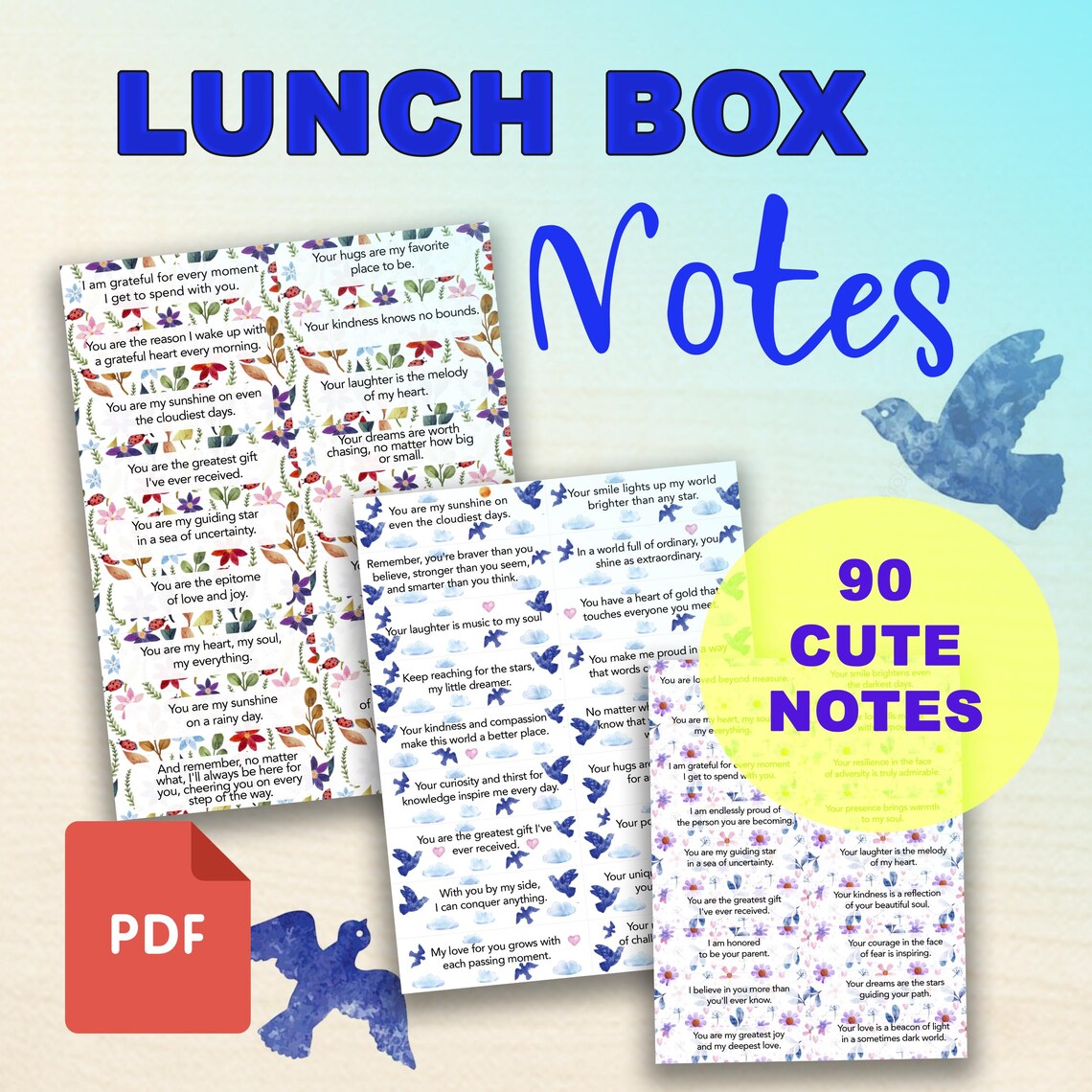 Lunch Box Notes | Printable Kid's Lunch Box Cards | Back to School | 90 ...