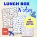 Lunch Box Notes | Printable Kid's Lunch Box Cards | Back to School | 90 ...