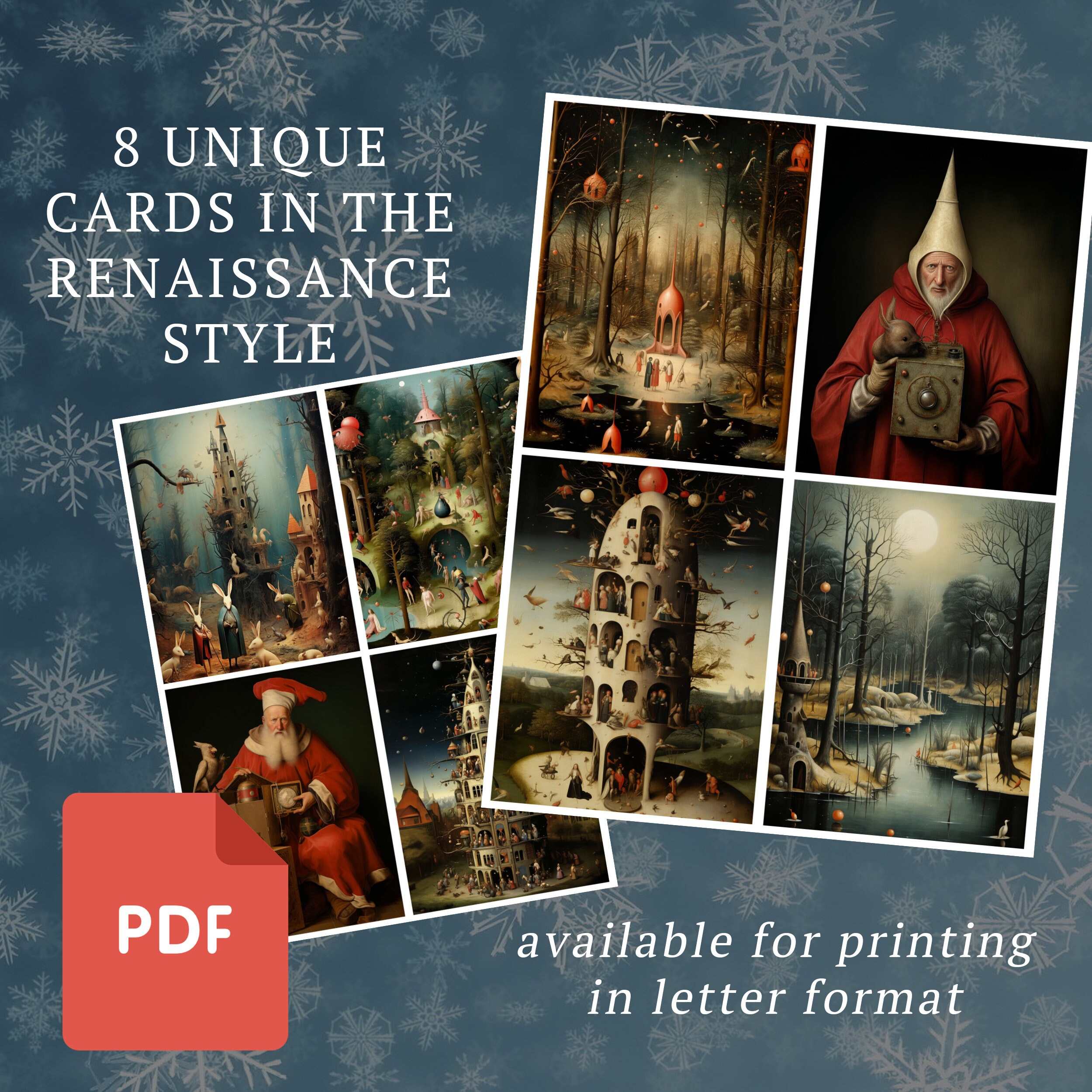 Christmas Santa Postcards, Printable Renaissance Postcard Digital ...