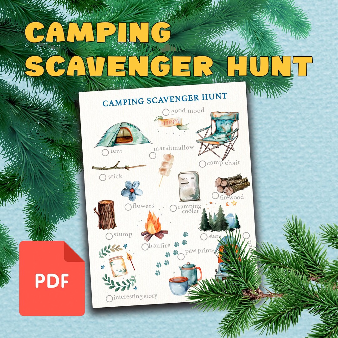 Camping Treasure Hunt | Printable Scavenger Hunt | Nature Scavenger ...