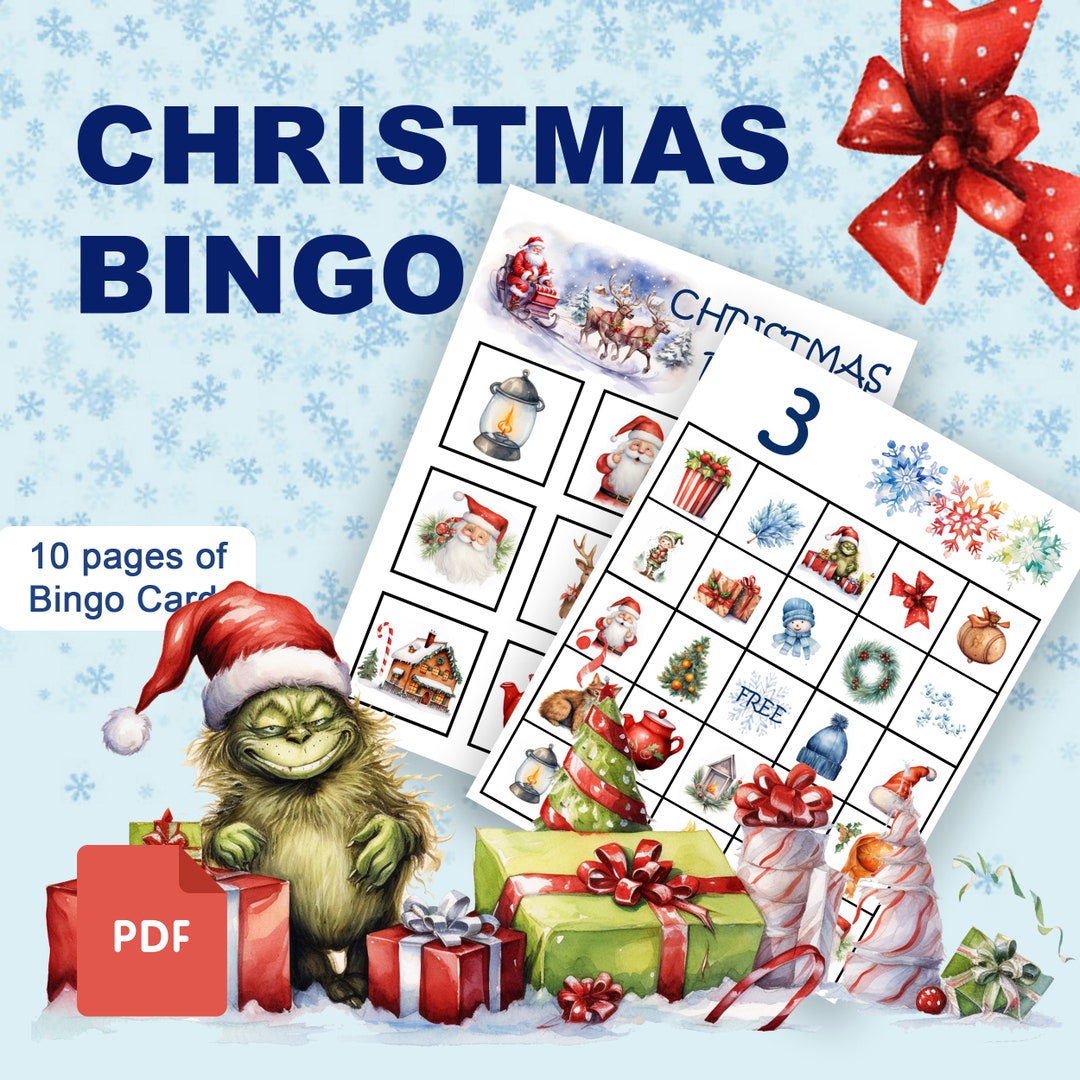 Christmas Bingo Printable Card Game, Christmas Game, Printable Game for ...
