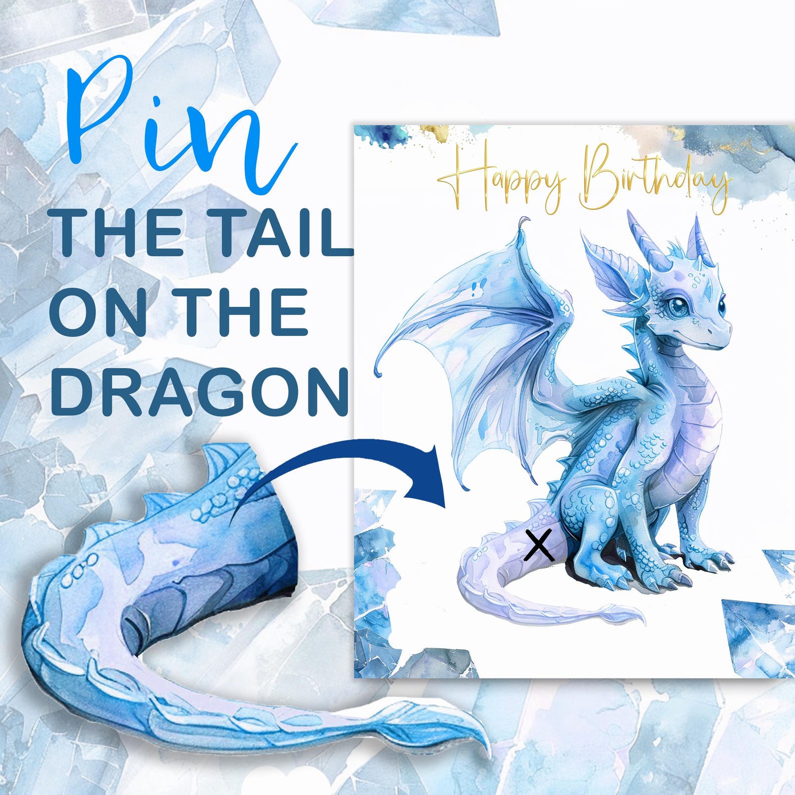 Pin the Tail on the Dragon- DIY Party Game for Boys and Girls, Digital ...