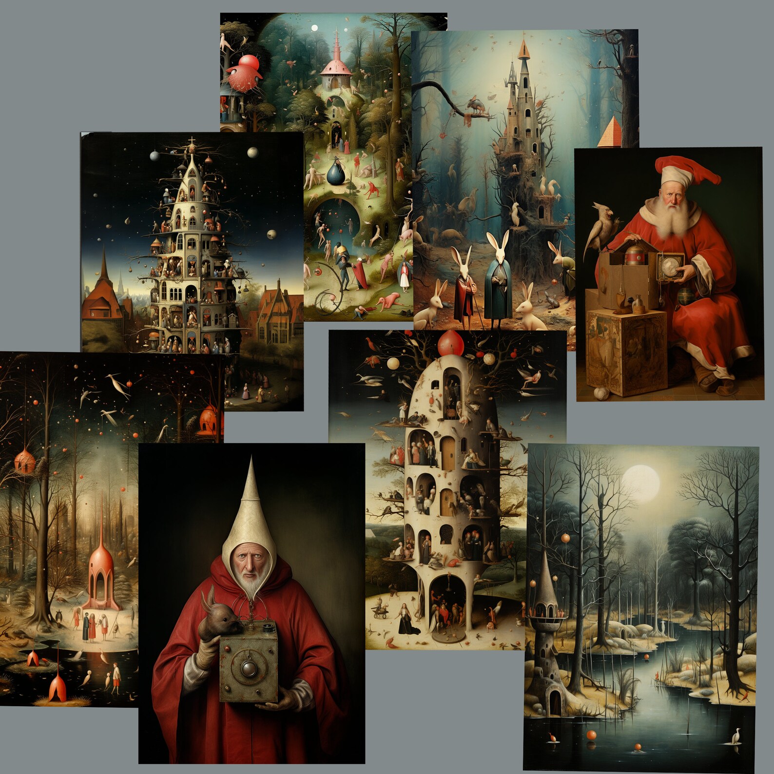 Christmas Santa Postcards, Printable Renaissance Postcard Digital ...