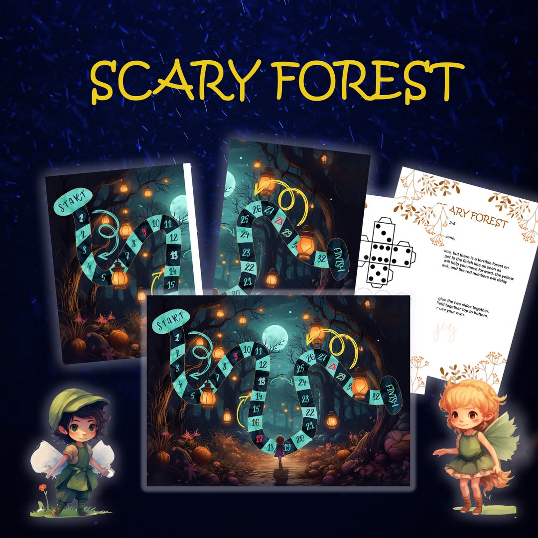 Printable Digital Board Game for Kids. Scary Forest. Help the Fairies ...