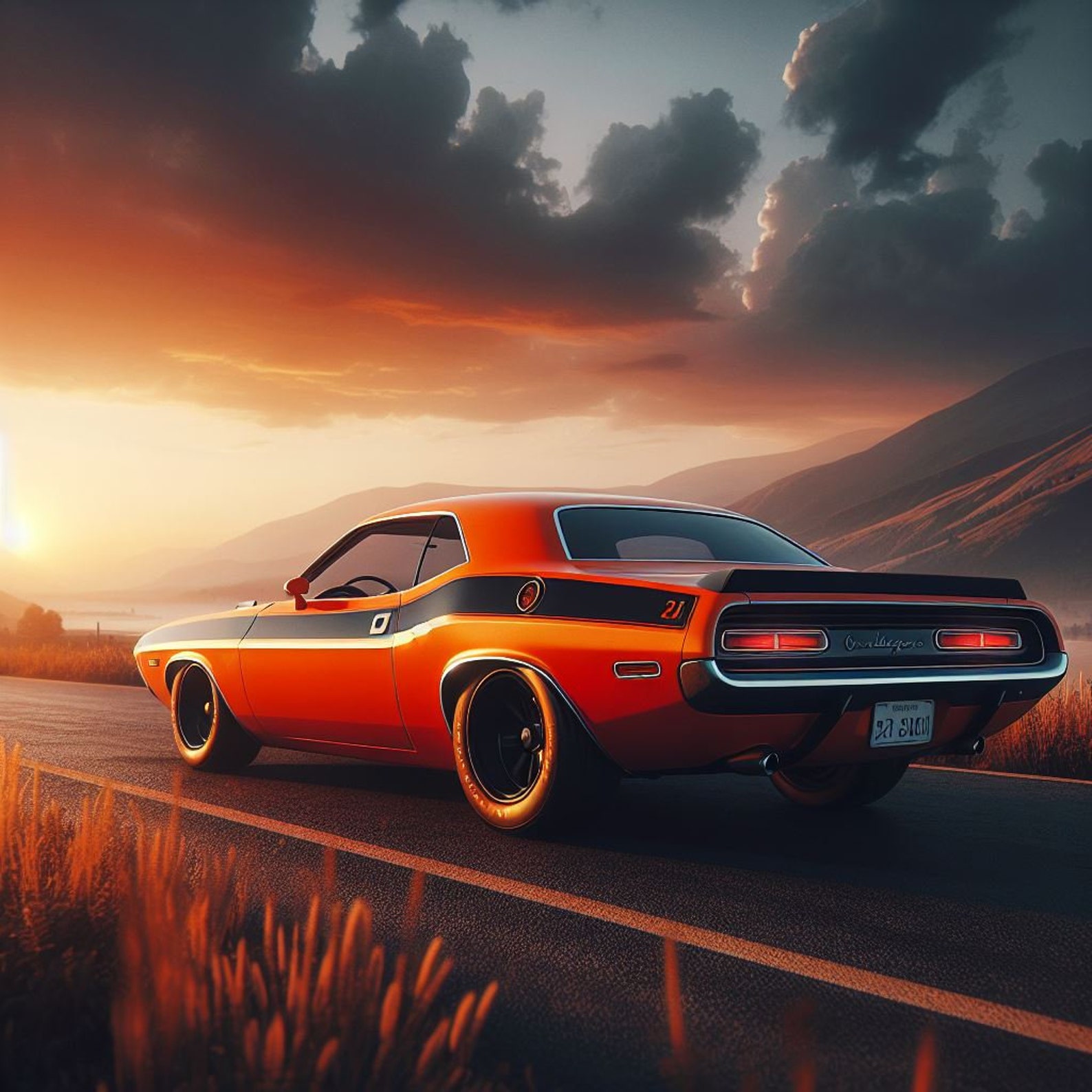 Dodge Challenger Wall Art, Sleek Muscle Car Metal Print, Home Garage ...