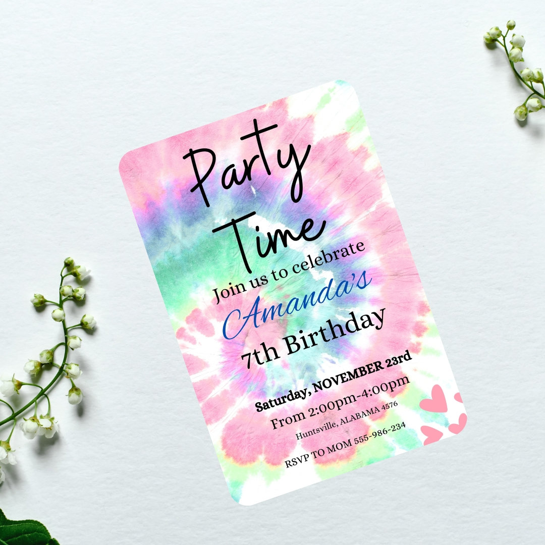 Digital Colorful Party Invitation, Canva Template, Electronic Birthday ...