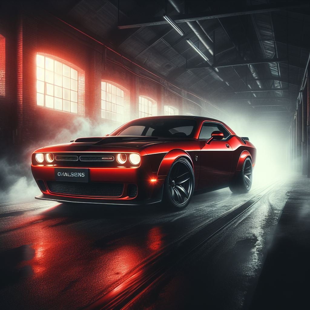 Dodge Challenger Wall Art, Sleek Muscle Car Metal Print, Home Garage ...