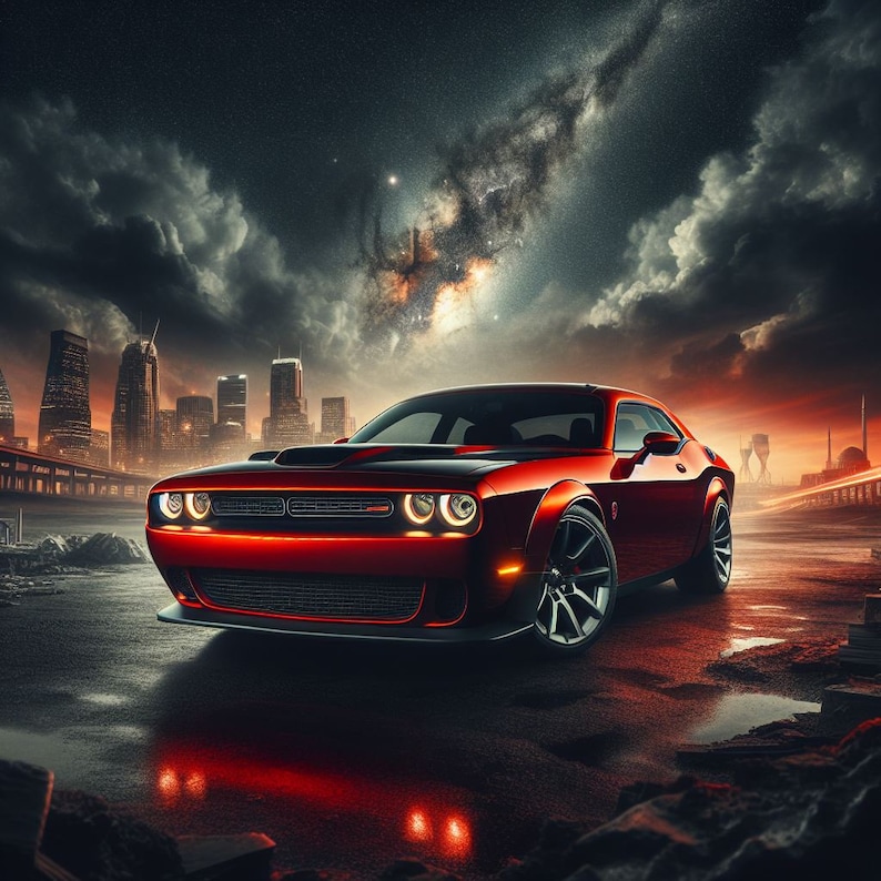 Dodge Challenger Wall Art, Sleek Muscle Car Metal Print, Home Garage ...