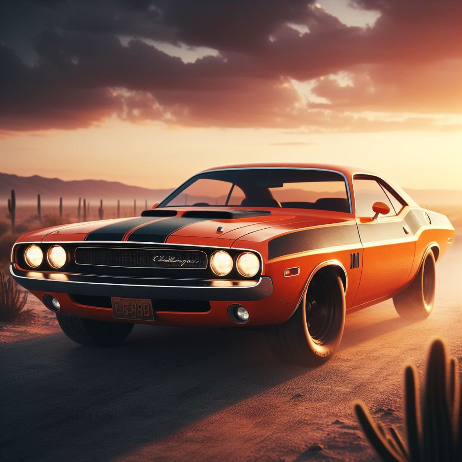 Dodge Challenger Wall Art, Sleek Muscle Car Metal Print, Home Garage ...