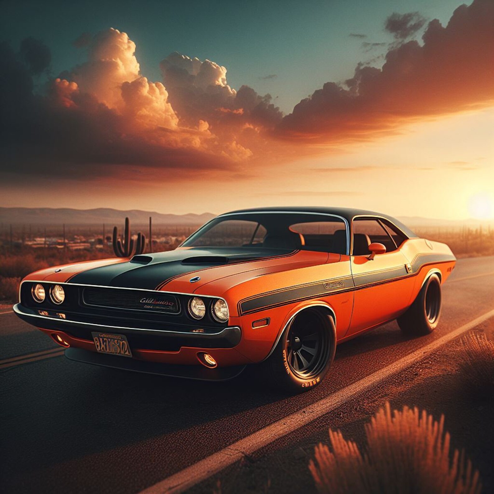 Dodge Challenger Wall Art, Sleek Muscle Car Metal Print, Home Garage ...