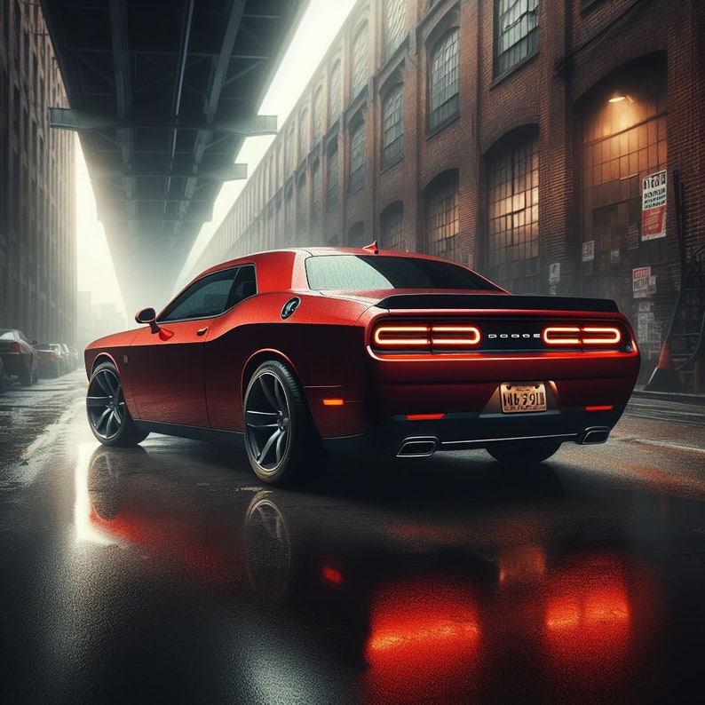 Dodge Challenger Wall Art, Sleek Muscle Car Metal Print, Home Garage ...