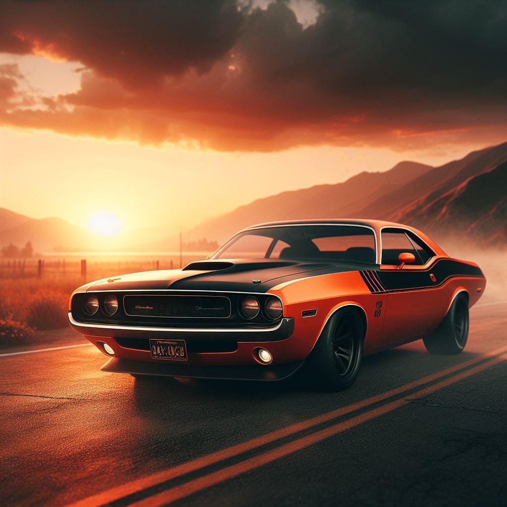 Dodge Challenger Wall Art, Sleek Muscle Car Metal Print, Home Garage ...