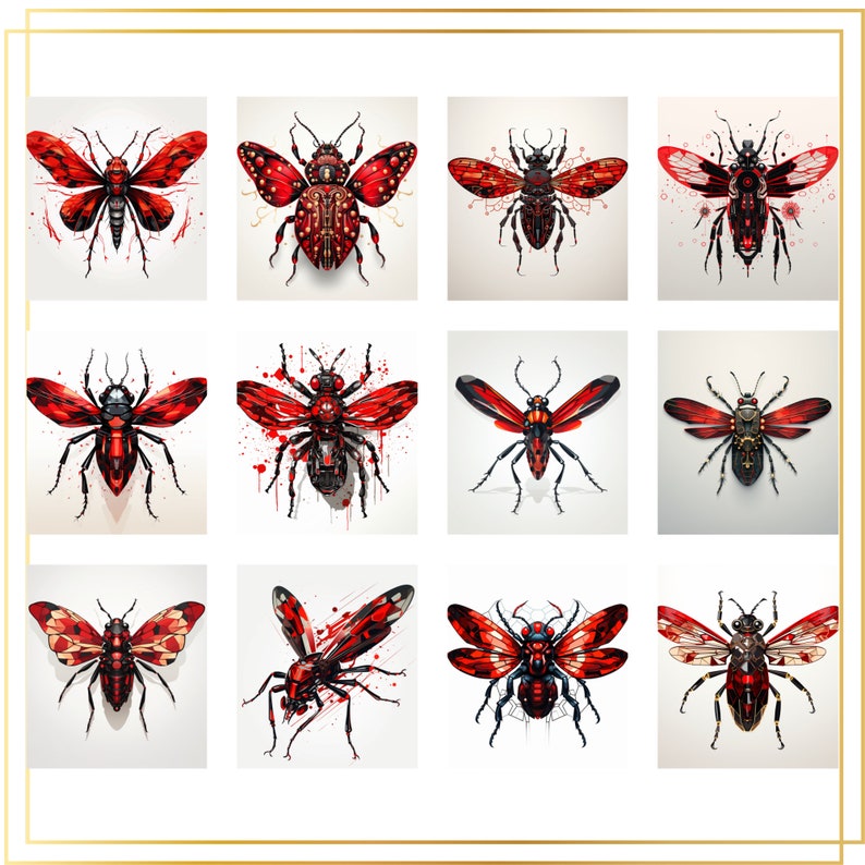 12 Insects PNG JPG SVG Digital Collage for Scrapbooking & - Etsy