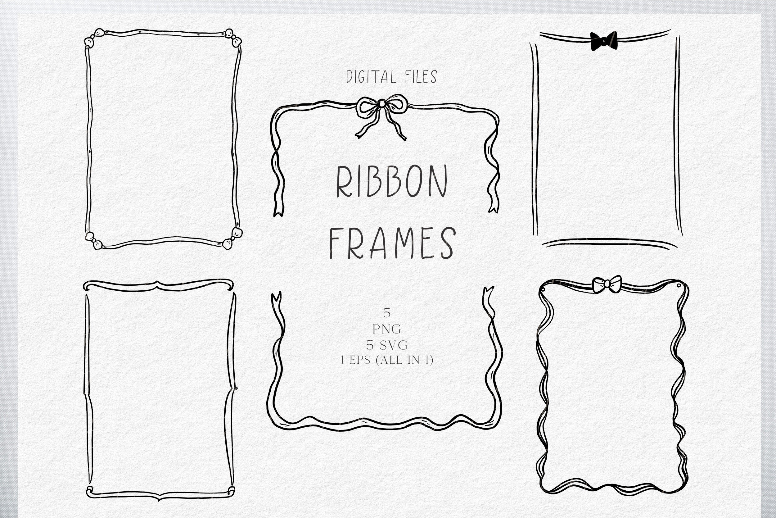 Hand Drawn Ribbon Vintage Frames Illustration SVG PNG Hand Drawn Frame ...