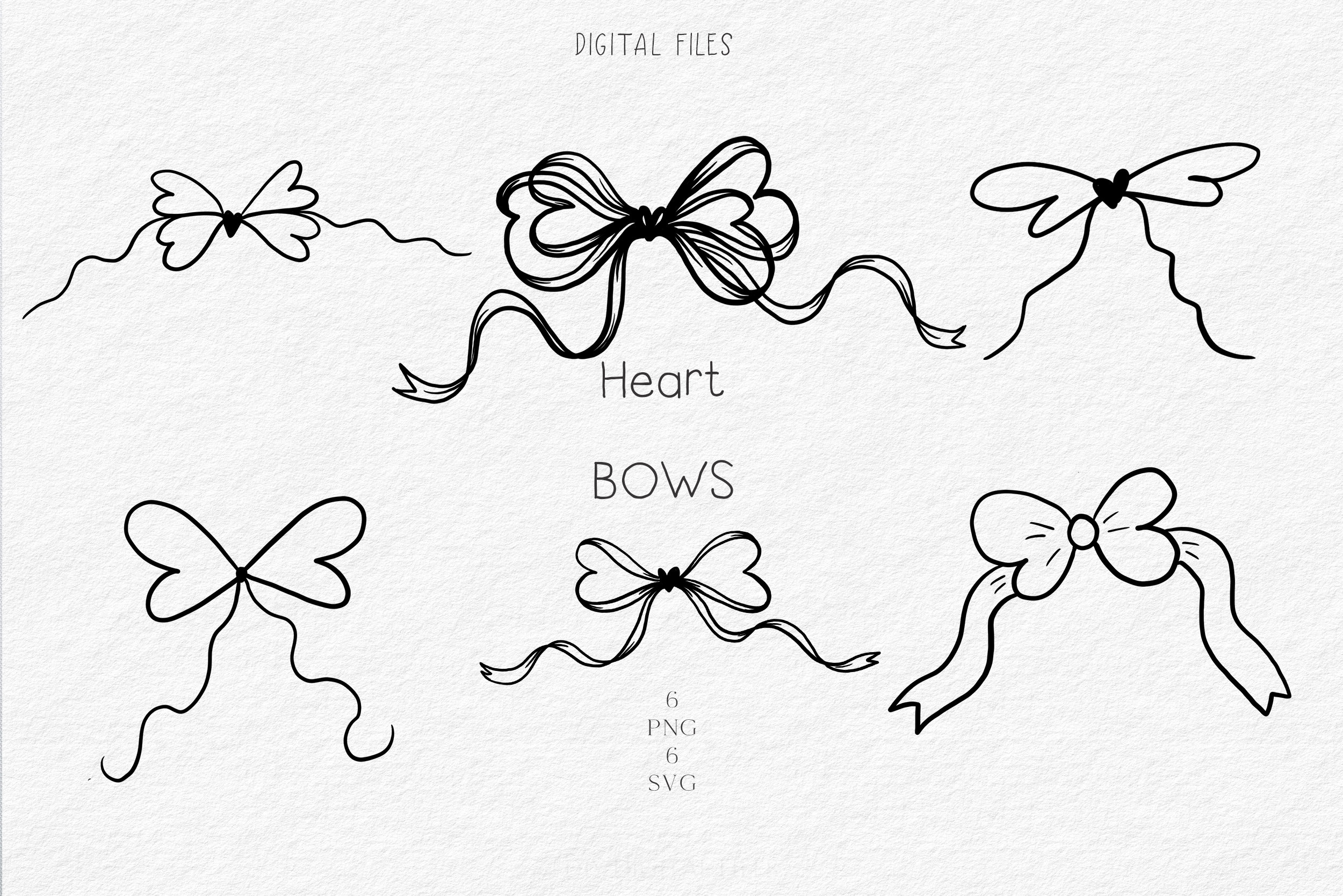 Heart Bows Illustration SVG PNG Hand Drawn Bow Lines Design Icon ...