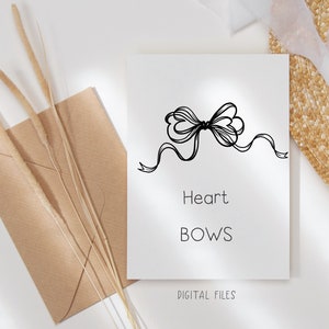 Heart Bows Illustration, Hand Drawn Bow Lines Design (SVG PNG) - Etsy