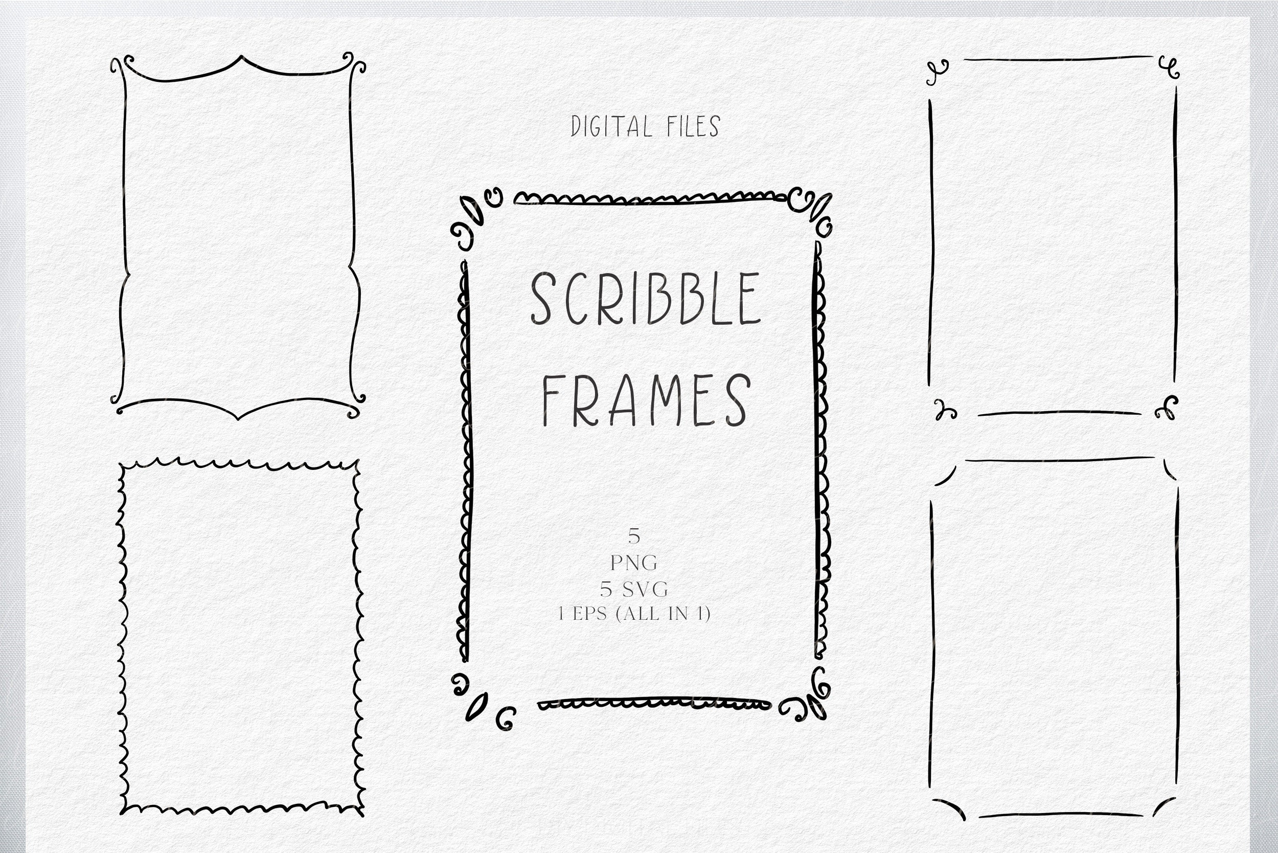 Hand Drawn Scribble Vintage Frames Illustration SVG PNG Hand Drawn ...