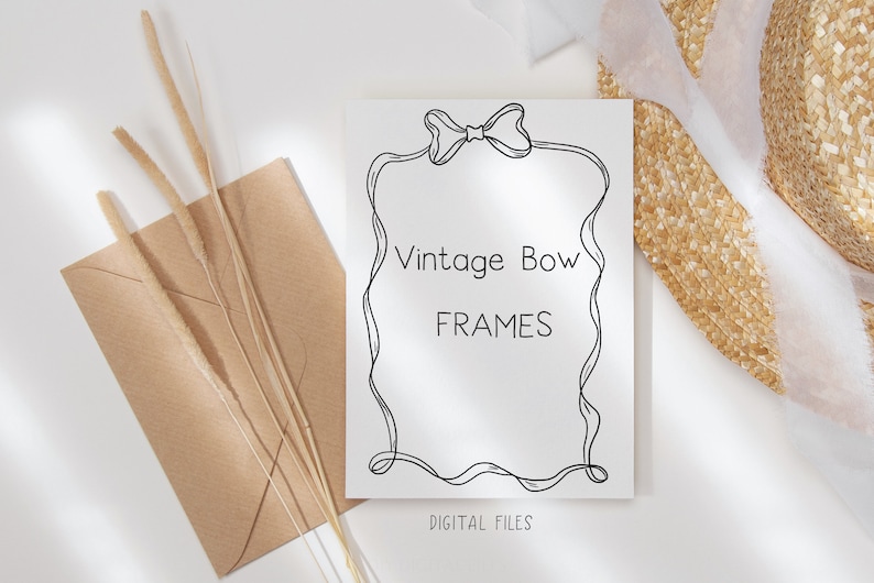 Hand Drawn Vintage Bow Frames Illustration SVG PNG Hand Drawn Frame ...