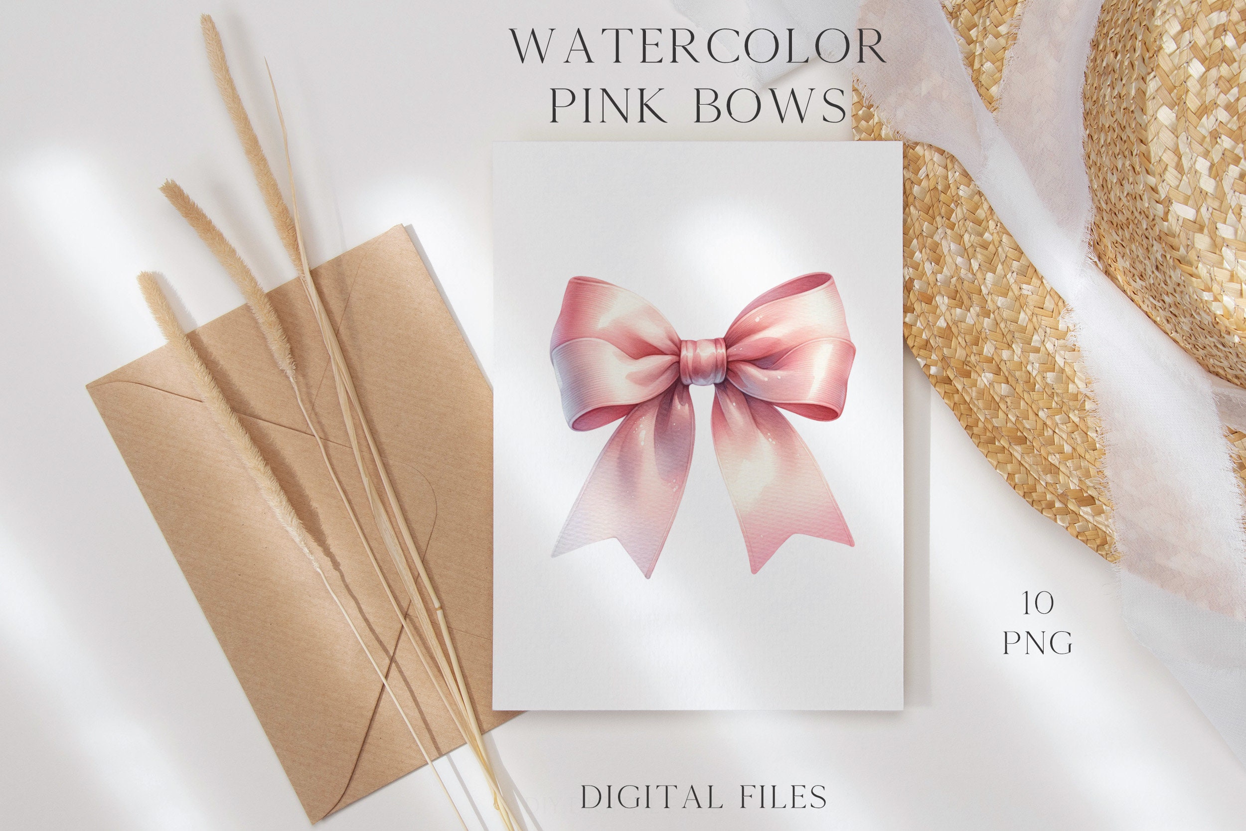 Watercolor Bow Clipart, Pink Bow, Pink Ribbon Clipart - Etsy