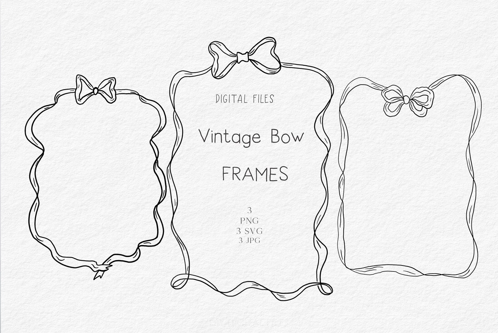 Hand Drawn Vintage Bow Frames Illustration SVG PNG Hand Drawn Frame ...
