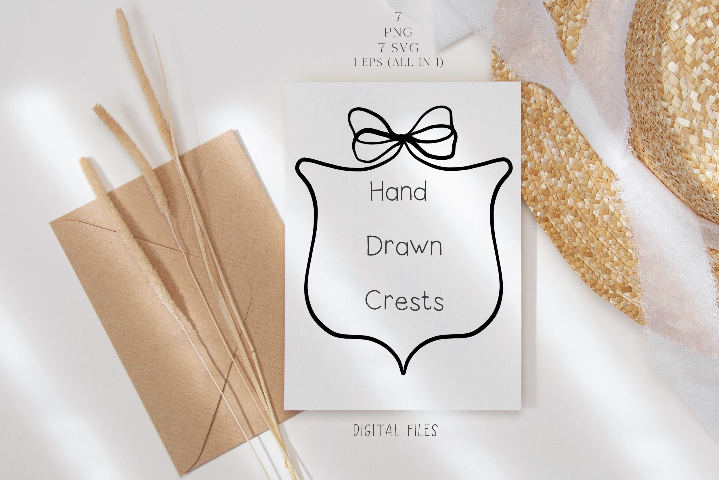 Hand Drawn Crest Frames Illustration Wedding Crest SVG PNG Hand Drawn ...