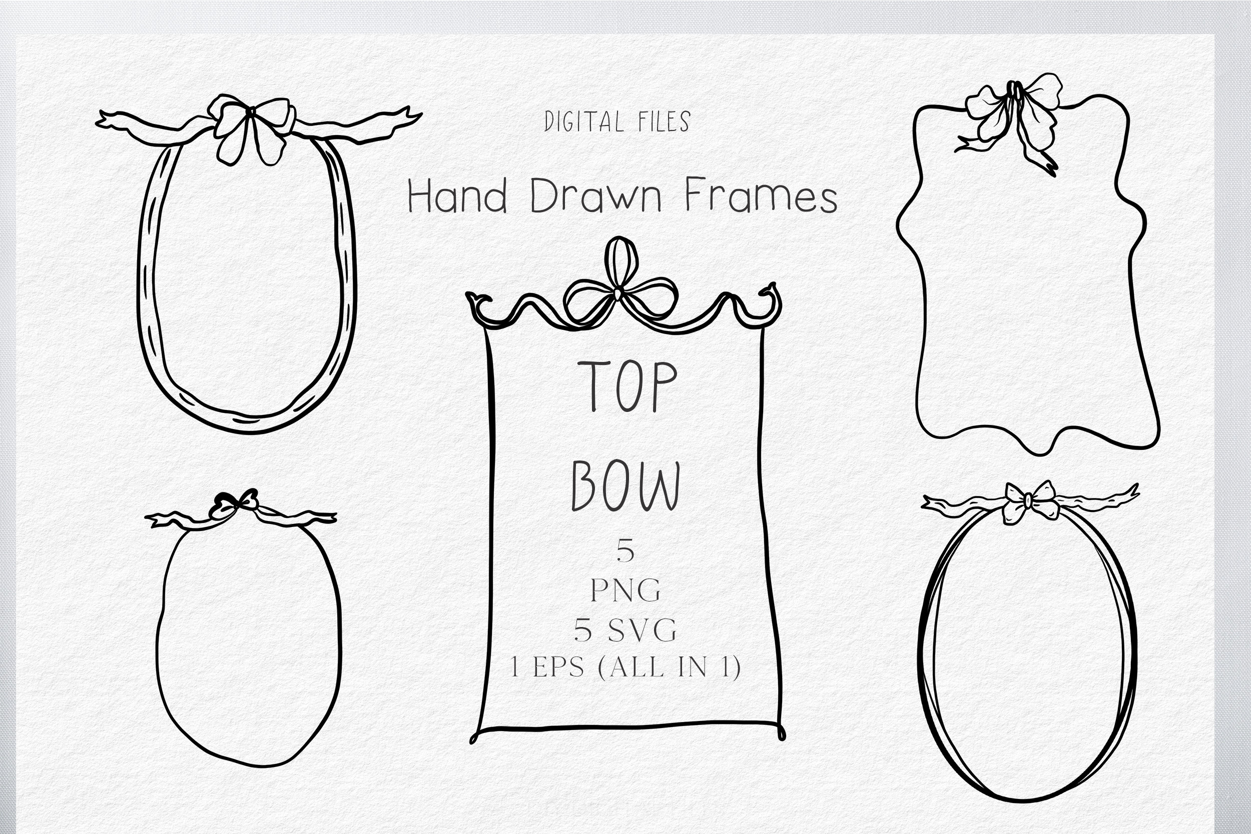 Hand Drawn Bow Frames Illustration SVG PNG Hand Drawn Frame With Doodle ...