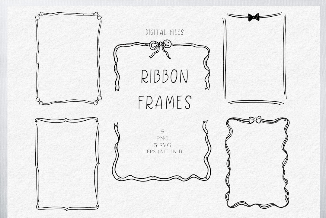 Hand Drawn Ribbon Vintage Frames Illustration SVG PNG Hand Drawn Frame ...