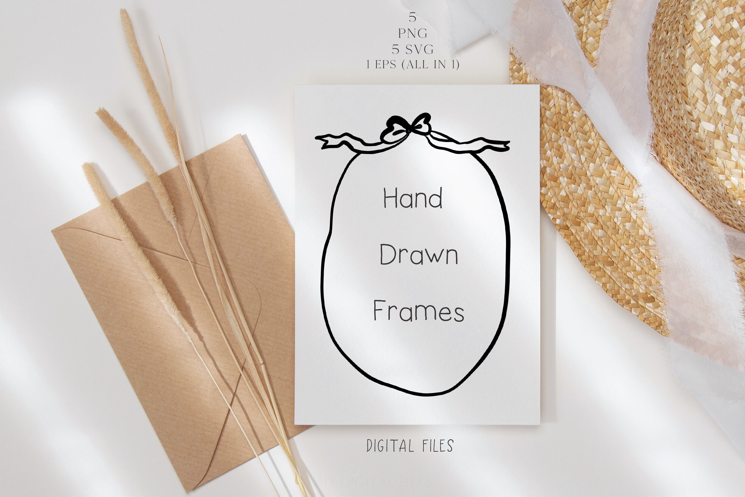 Hand Drawn Bow Frames Illustration SVG PNG Hand Drawn Frame With Doodle ...