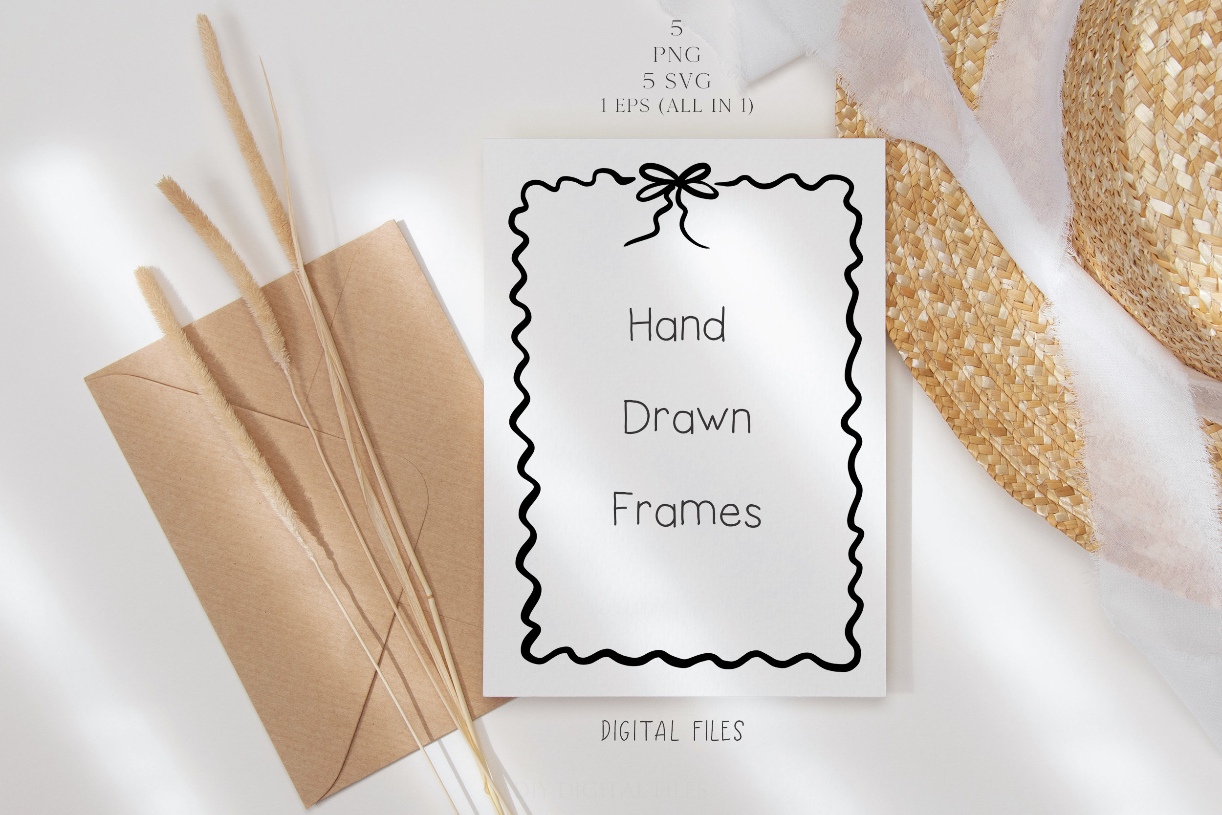 Hand Drawn Scallop Frames Illustration, Doodle Bow Design (SVG PNG EPS ...