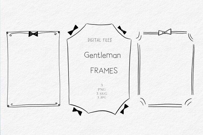 Gentleman Hand Drawn Vintage Bow Frames Illustration SVG PNG Hand Drawn ...