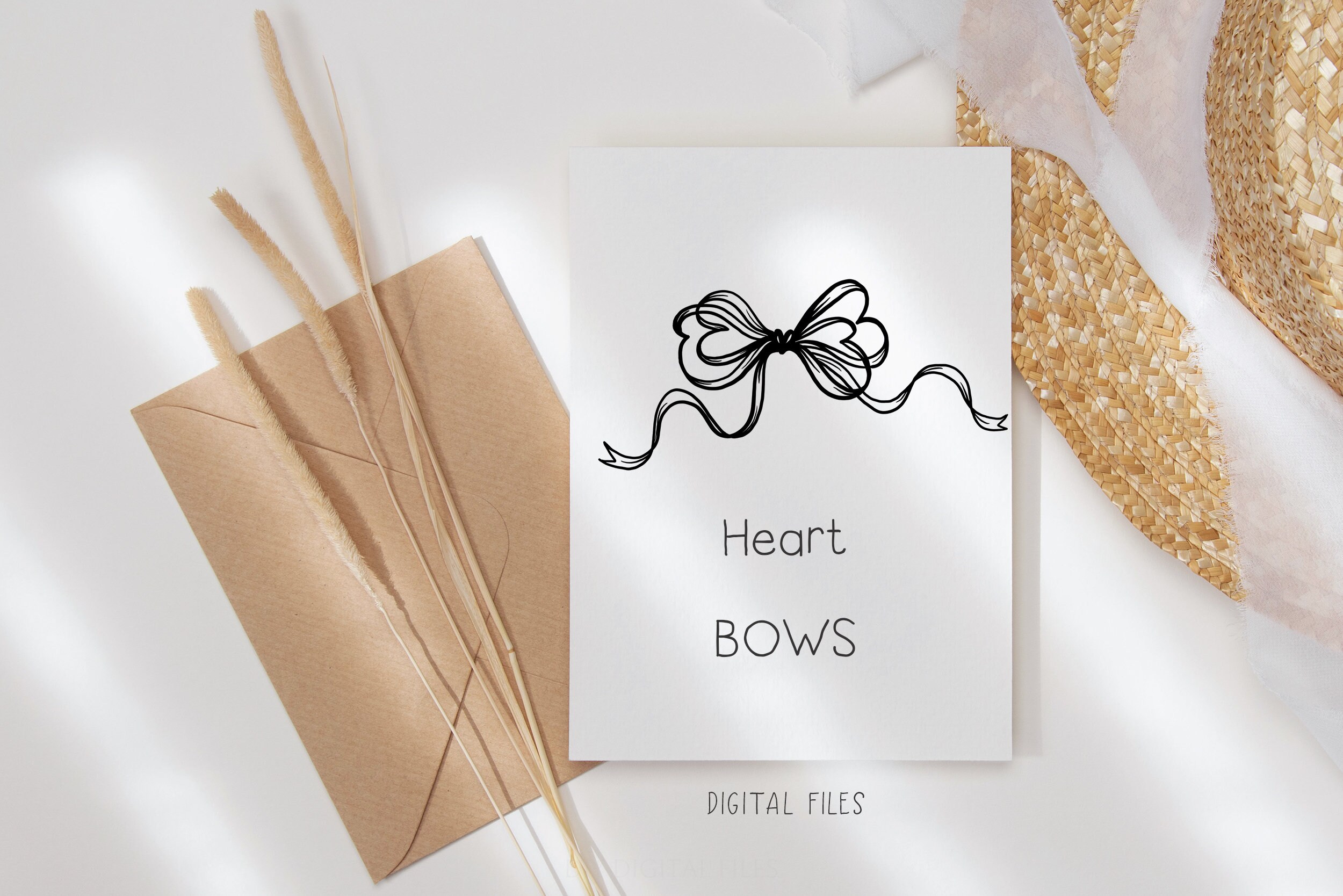 Heart Bows Illustration SVG PNG Hand Drawn Bow Lines Design Icon ...