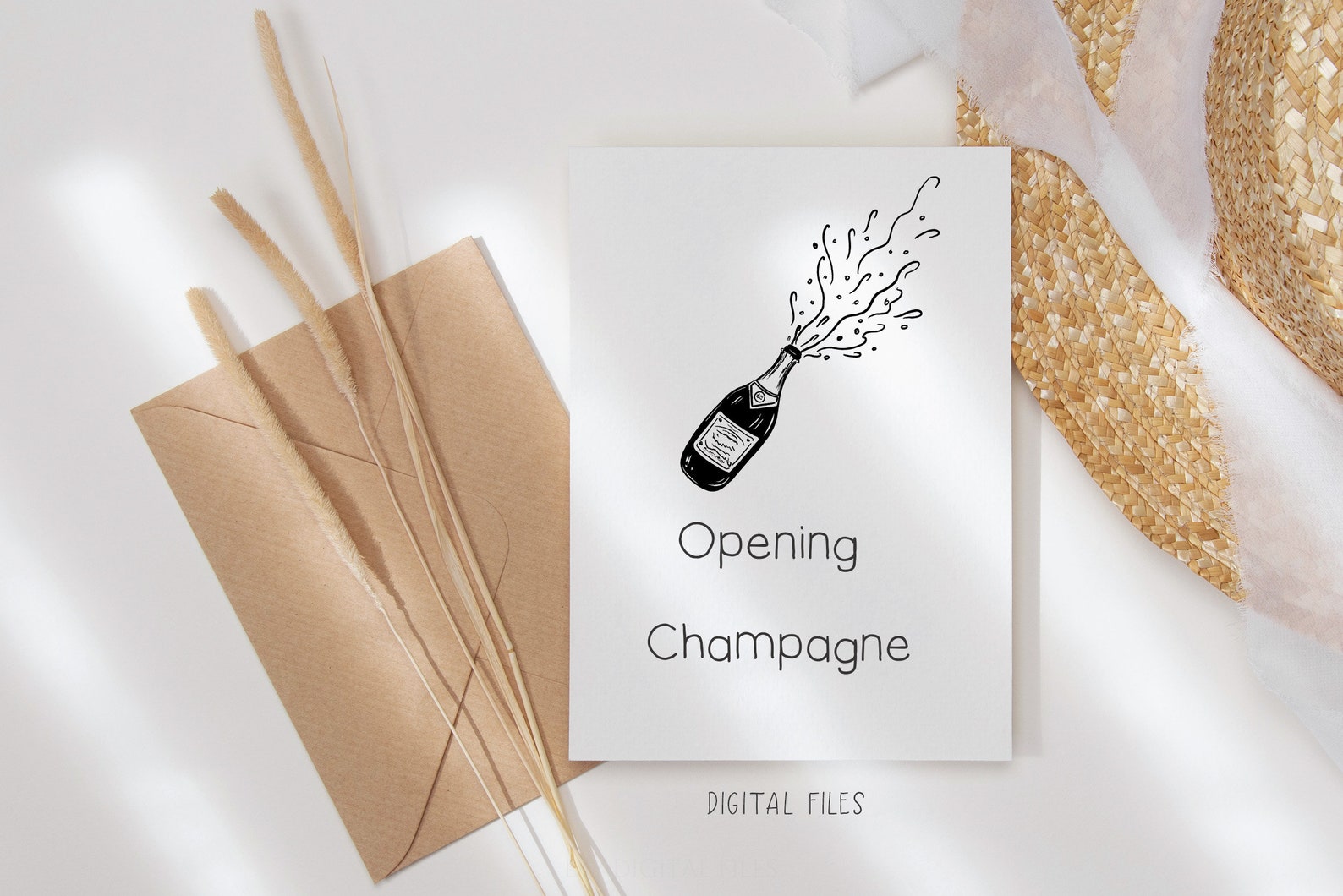 Hand-drawn Opening of Champagne. Digital Wedding Clipart PNG SVG ...