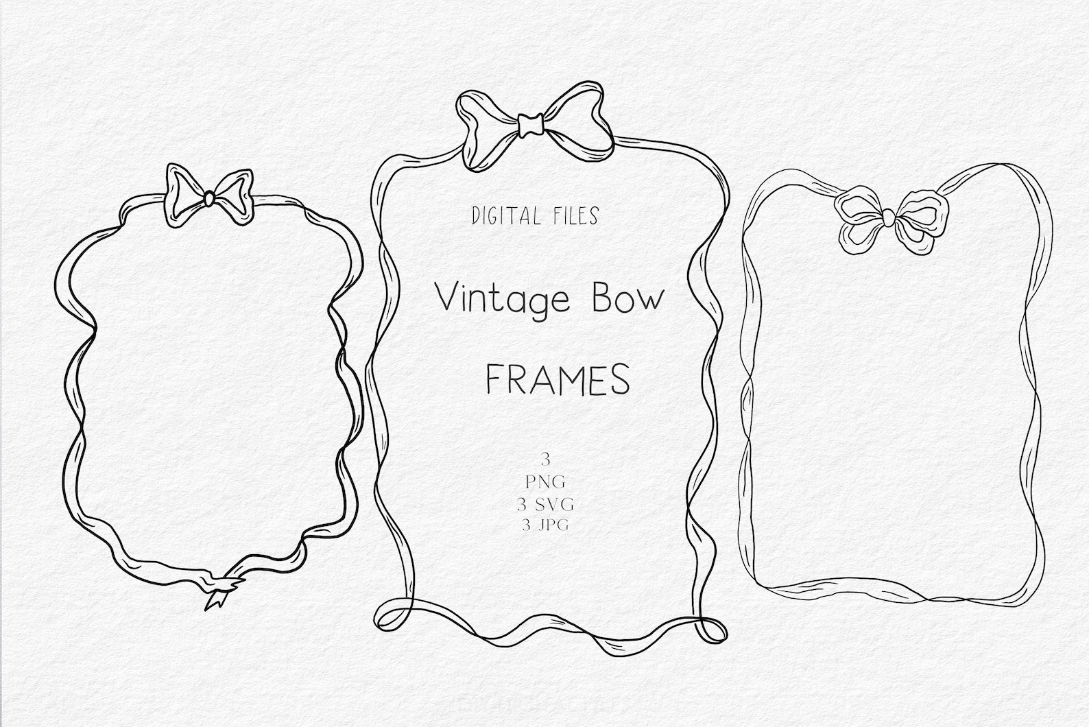 Hand Drawn Vintage Bow Frames Illustration SVG PNG Hand Drawn Frame ...