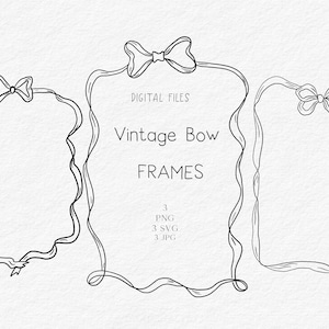 Hand Drawn Vintage Bow Frames Illustration SVG PNG Hand Drawn Frame ...