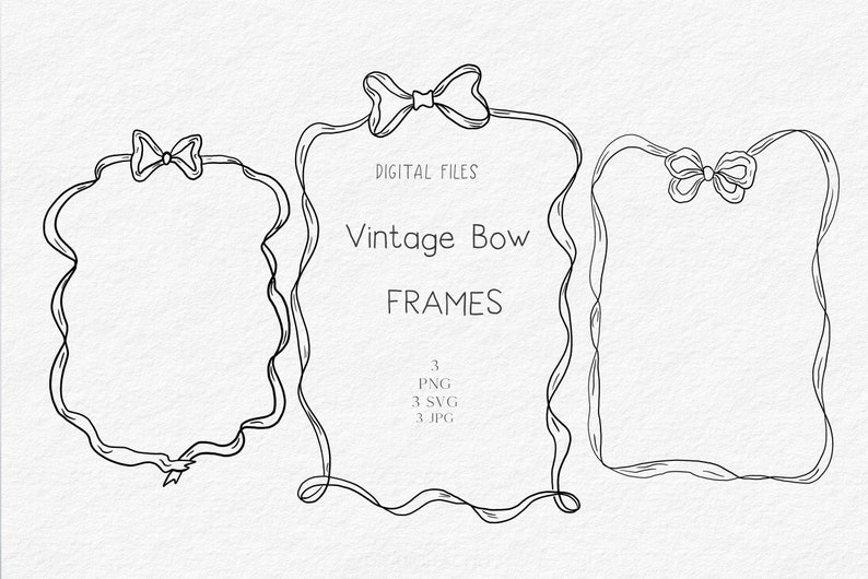 Hand Drawn Vintage Bow Frames Illustration SVG PNG Hand Drawn Frame ...