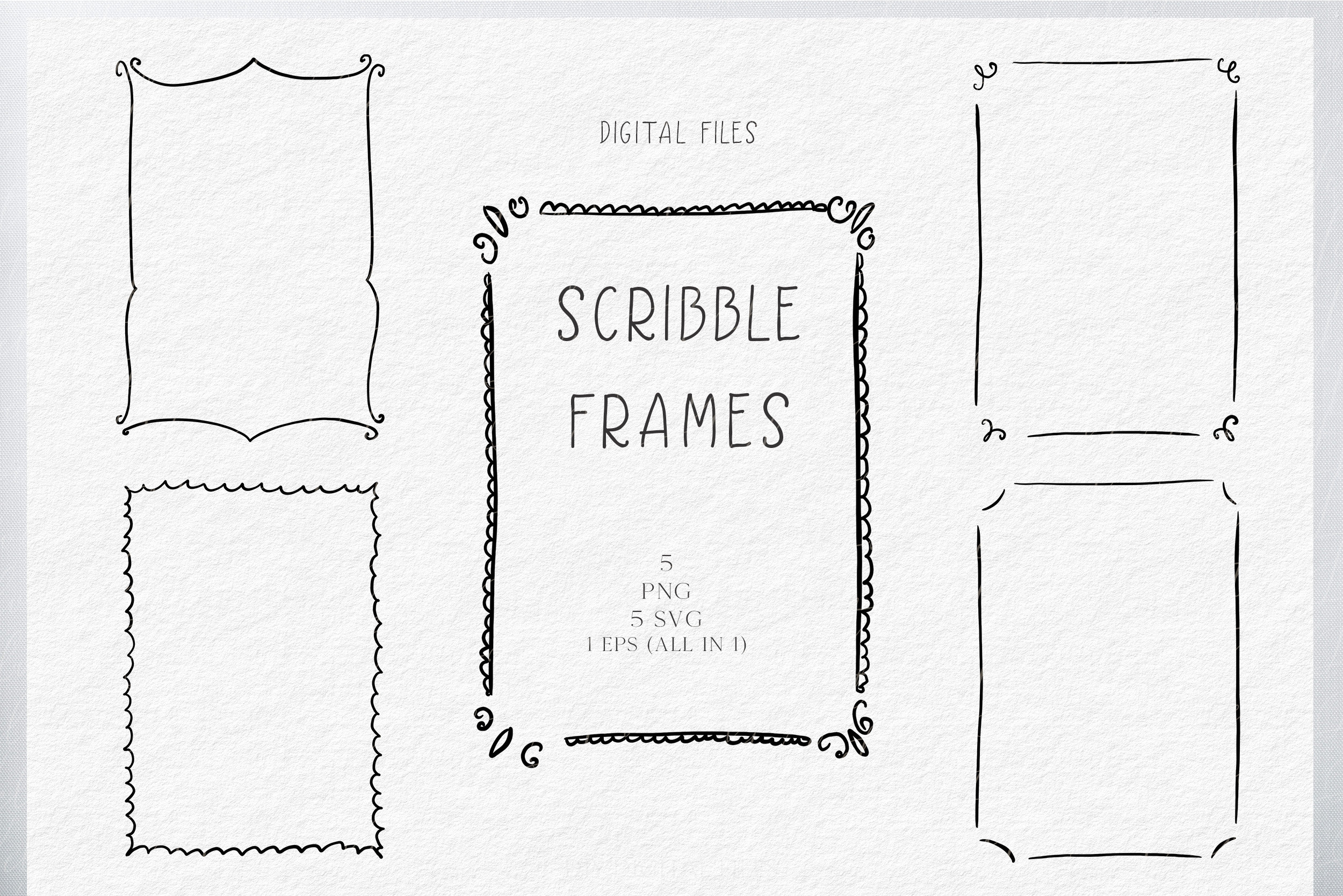 Hand Drawn Scribble Vintage Frames Illustration SVG PNG Hand Drawn ...