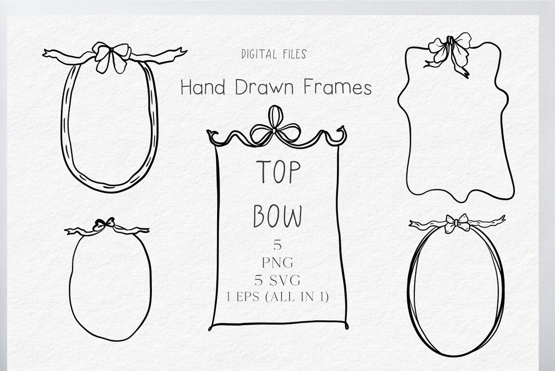 Hand Drawn Bow Frames Illustration SVG PNG Hand Drawn Frame With Doodle ...
